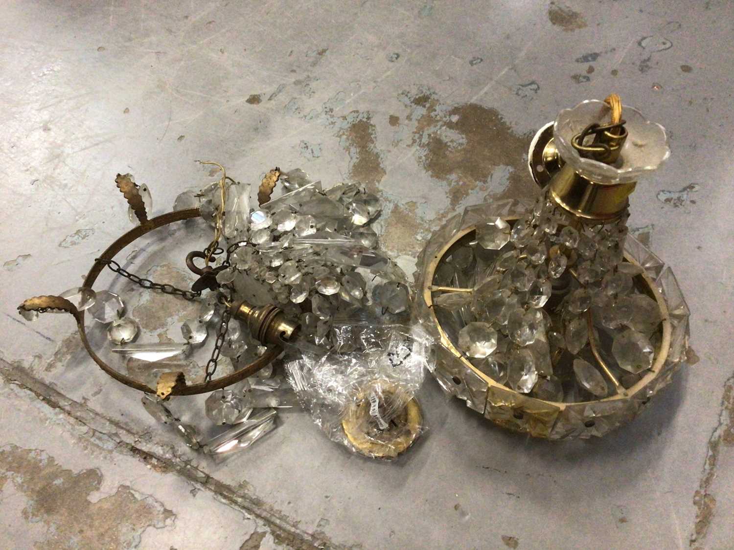 Lot 548 - Two pendant glass drop light fittings