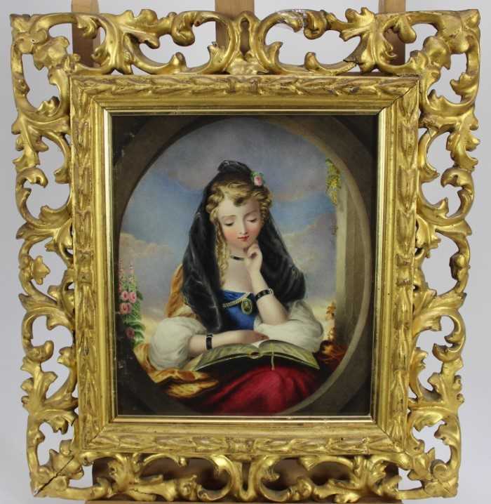 Lot 169 - Maria Hunt, watercolour - 'Angelina', 22.5cm