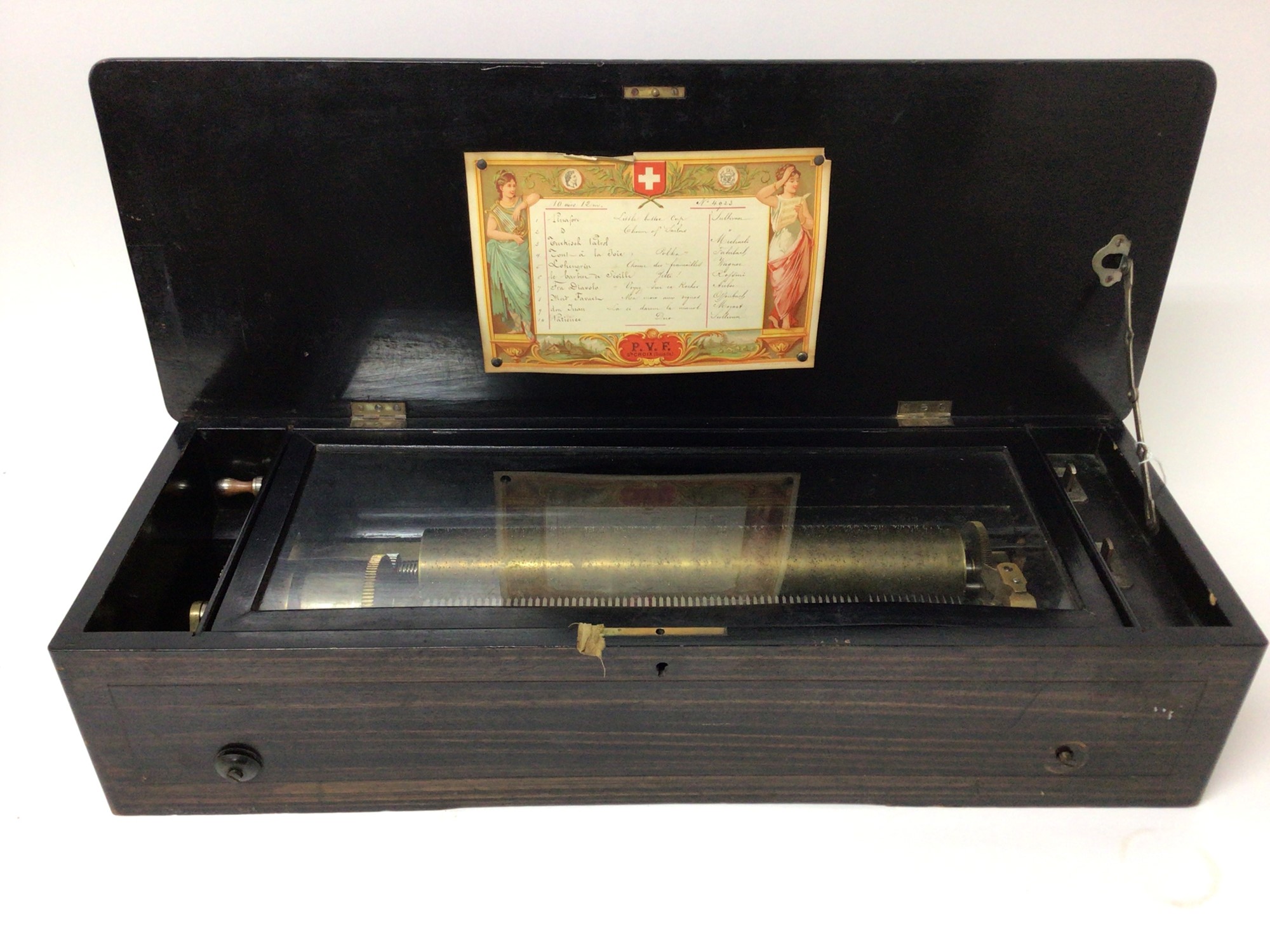 Lot 883 - 19th century music box of good size in