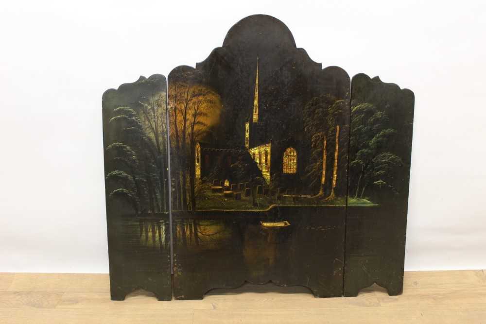 Lot 1390 - 19th century three fold papier-mâché fire