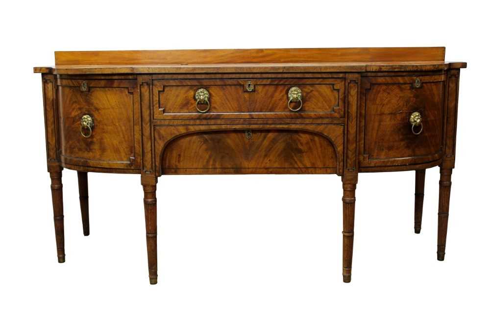 Lot 1310 - Good George III mahogany bowfront sideboard,