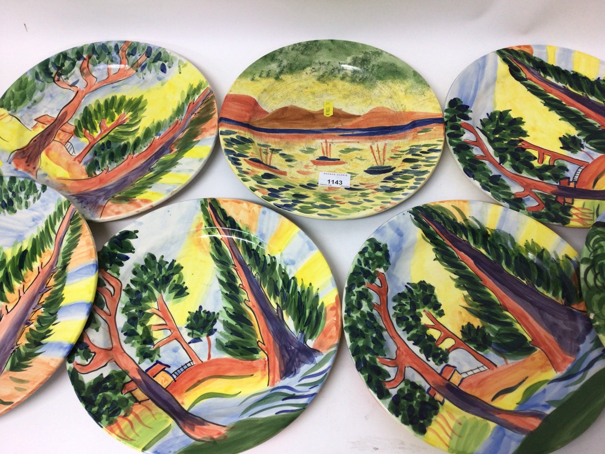 Lot 1143 - Seven studio pottery plates by Suzanne