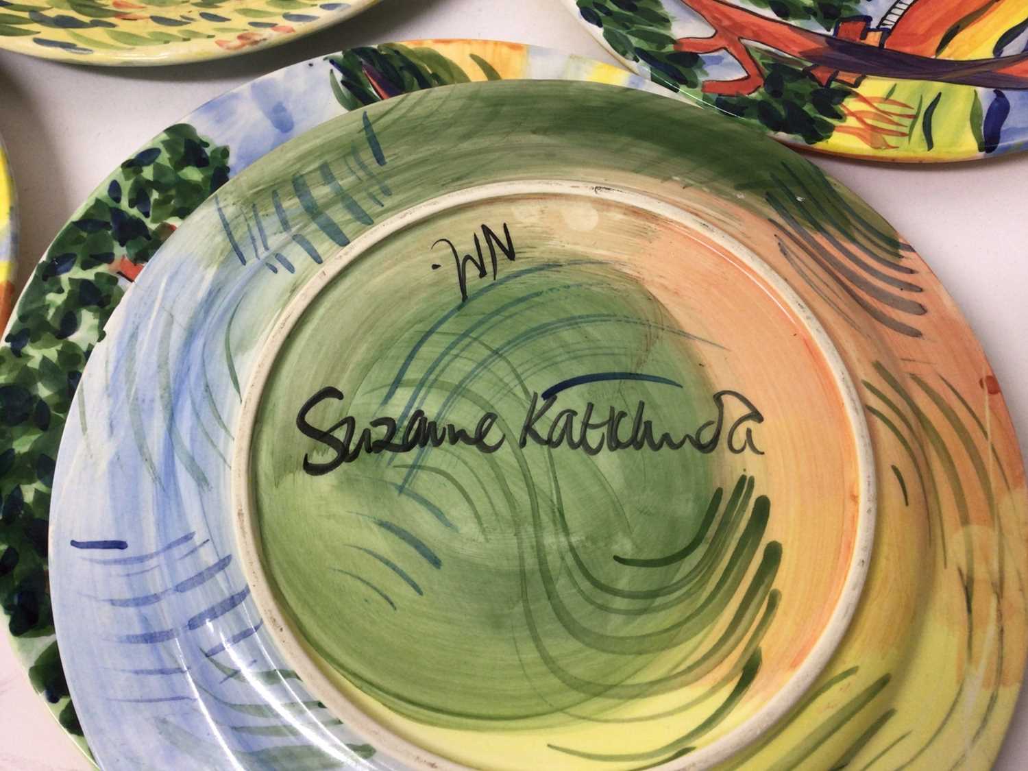 Lot 1143 - Seven studio pottery plates by Suzanne