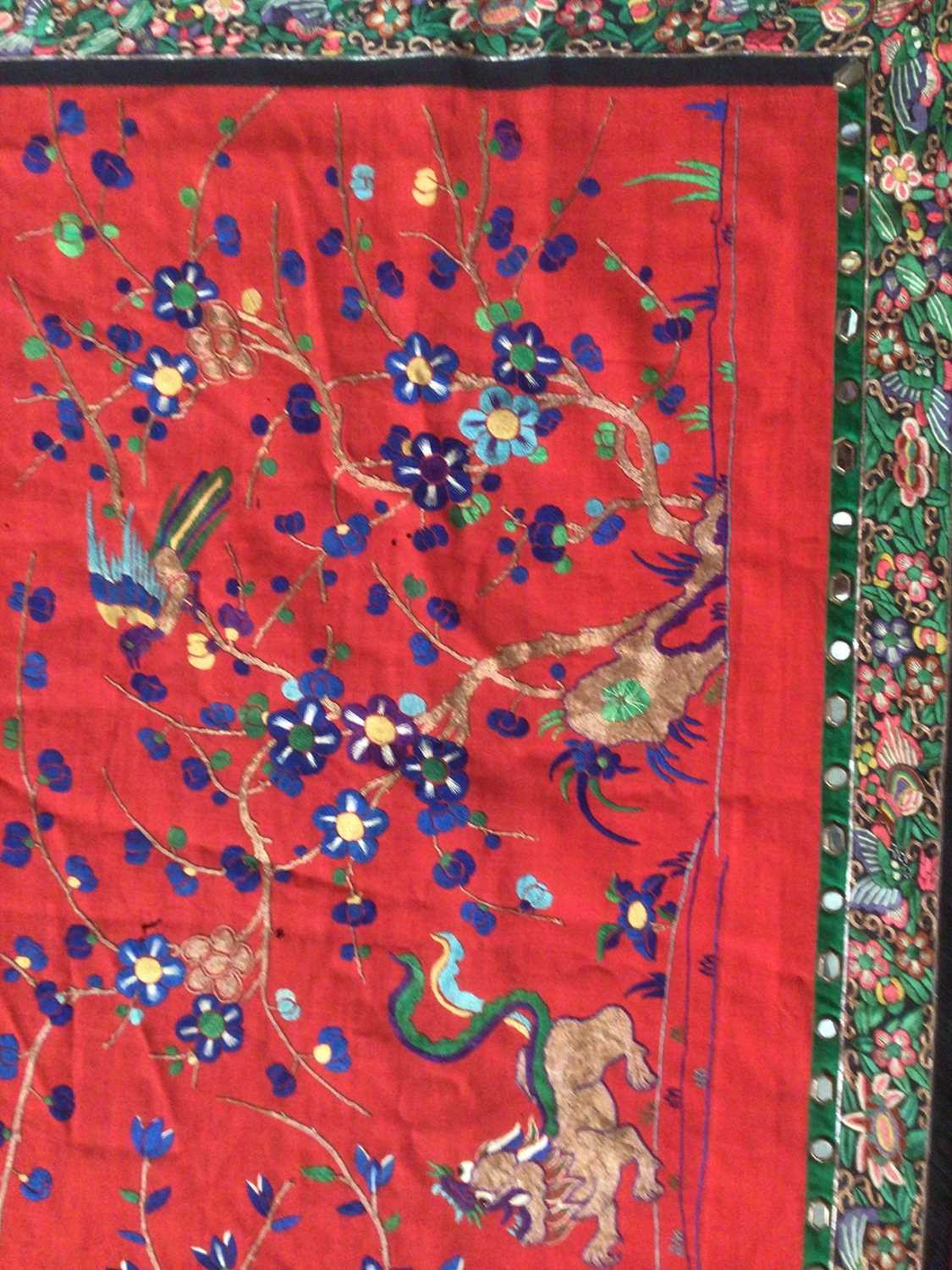 Lot 2150 - 19th Chinese wall hanging with silk and