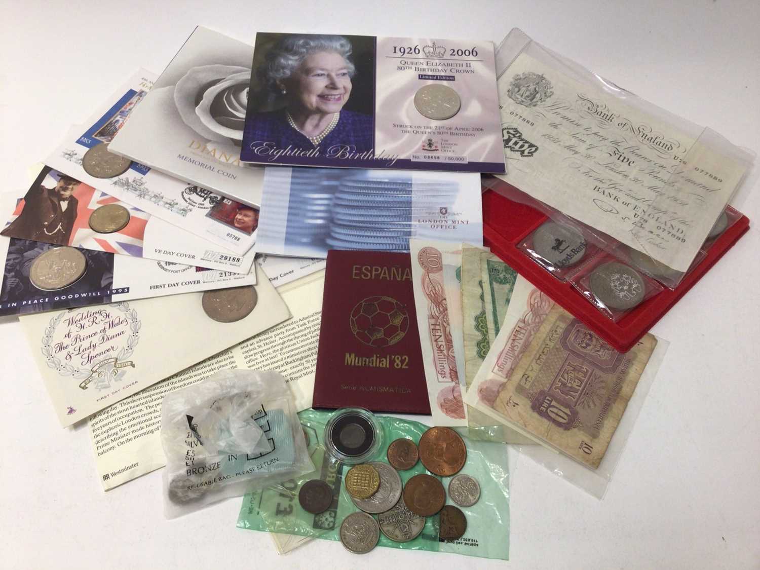 Lot 471 - World - Mixed banknotes and coins to include