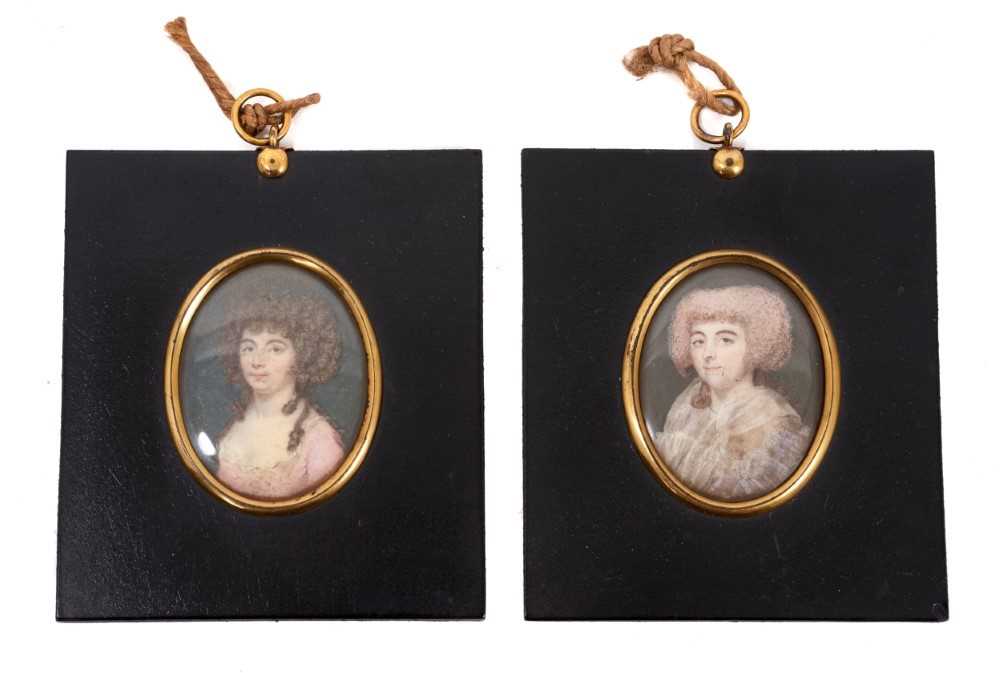 Lot 785 - Pair of 18th century portrait miniatures on