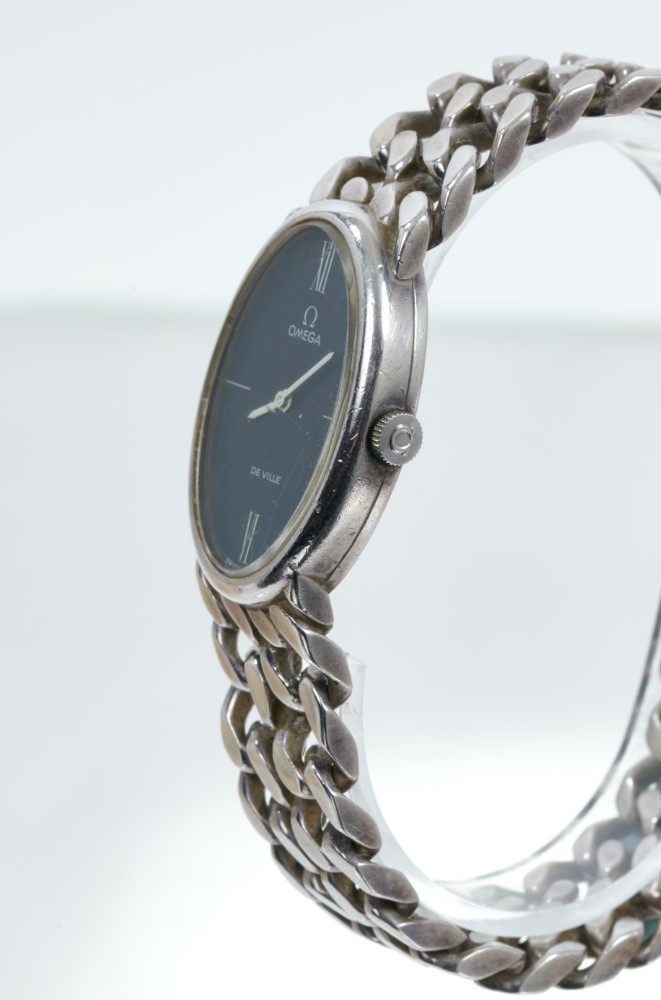 Lot 568 - 1970s Omega ladies silver bracelet watch
