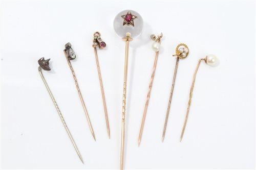 Lot 702 - Group of seven antique stick pins - to