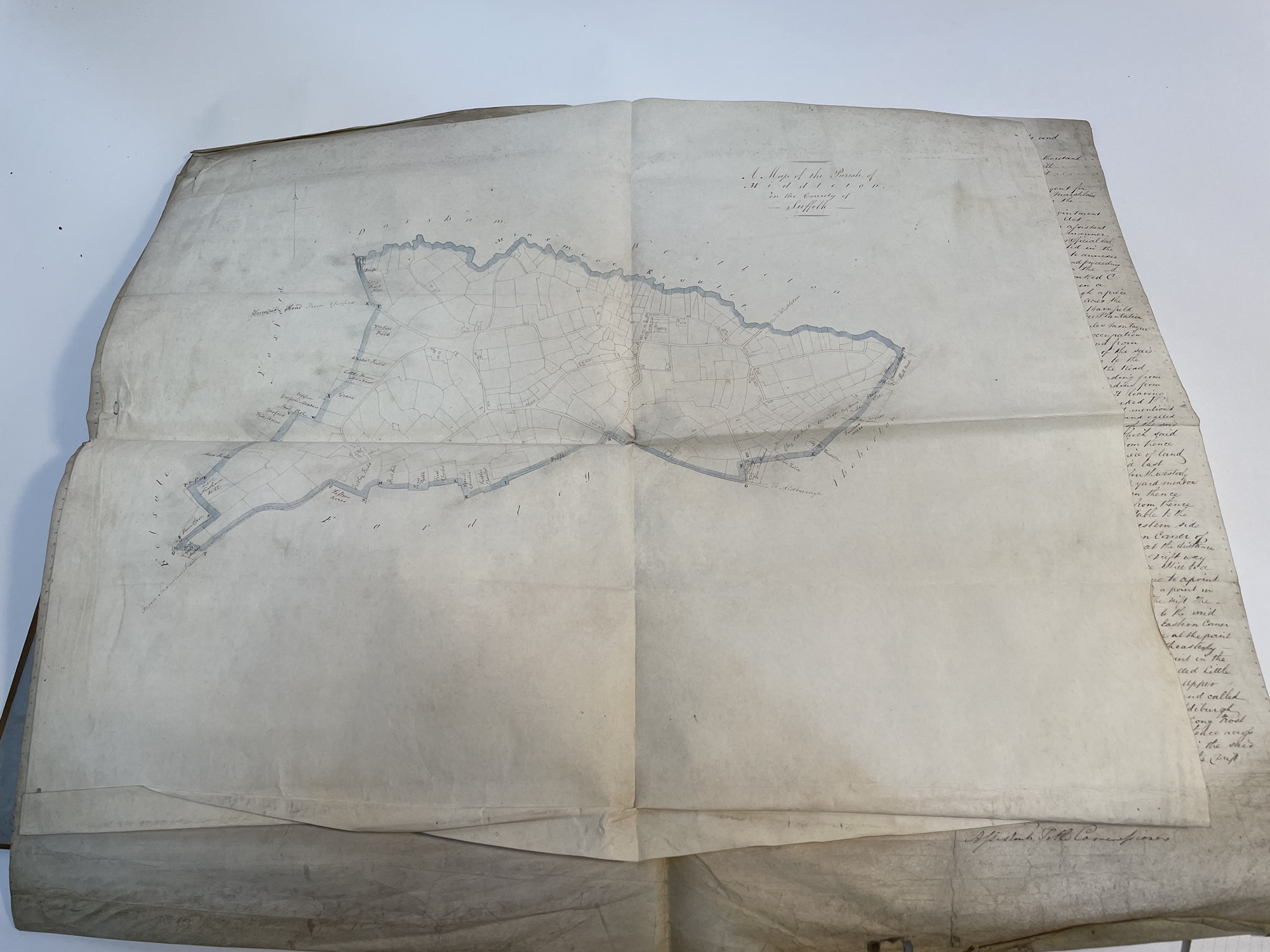 Lot 1287 - Middleton Suffolk tithe map and copy of the