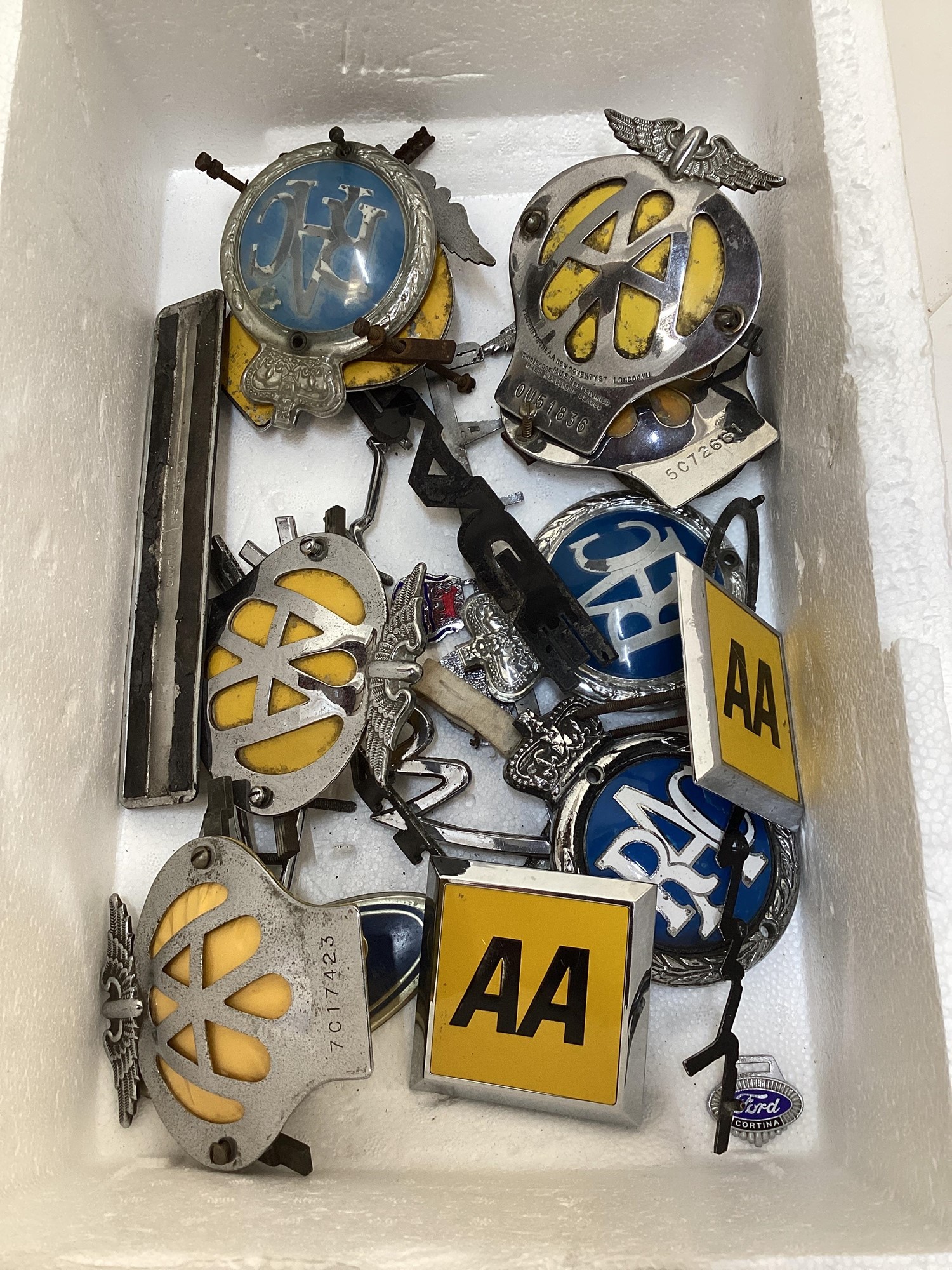 Lot 2111 - Collection of Eleven Vintage AA car badges,