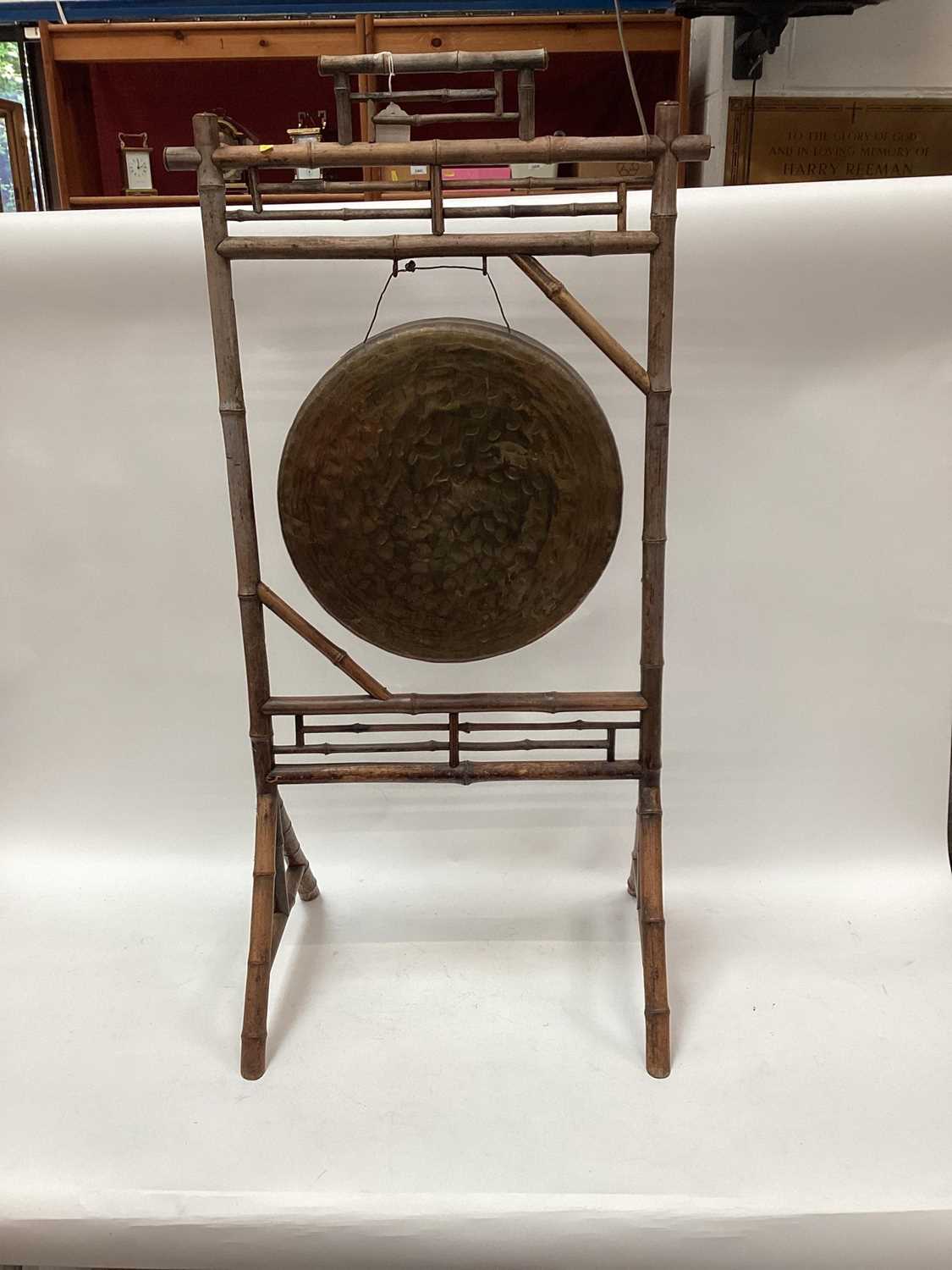 Lot 2594 - 19th century dinner gong on bamboo stand