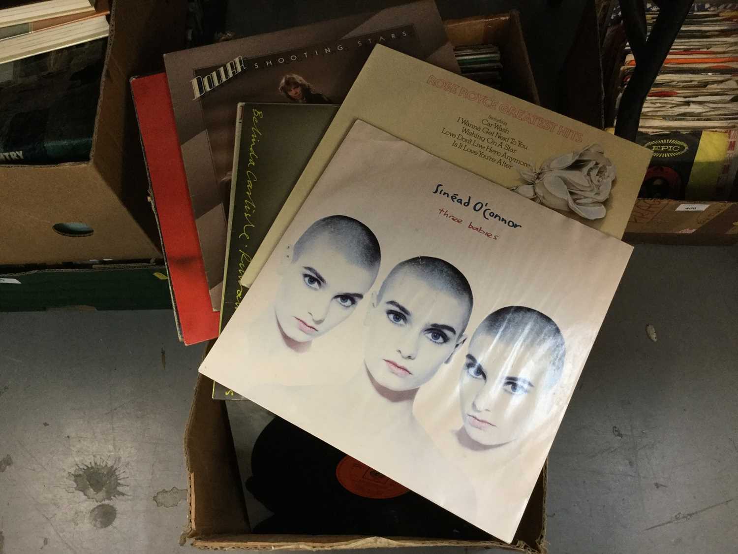 Lot 400 - Two boxes 1980s and 1990s vinyl pop LPs plus