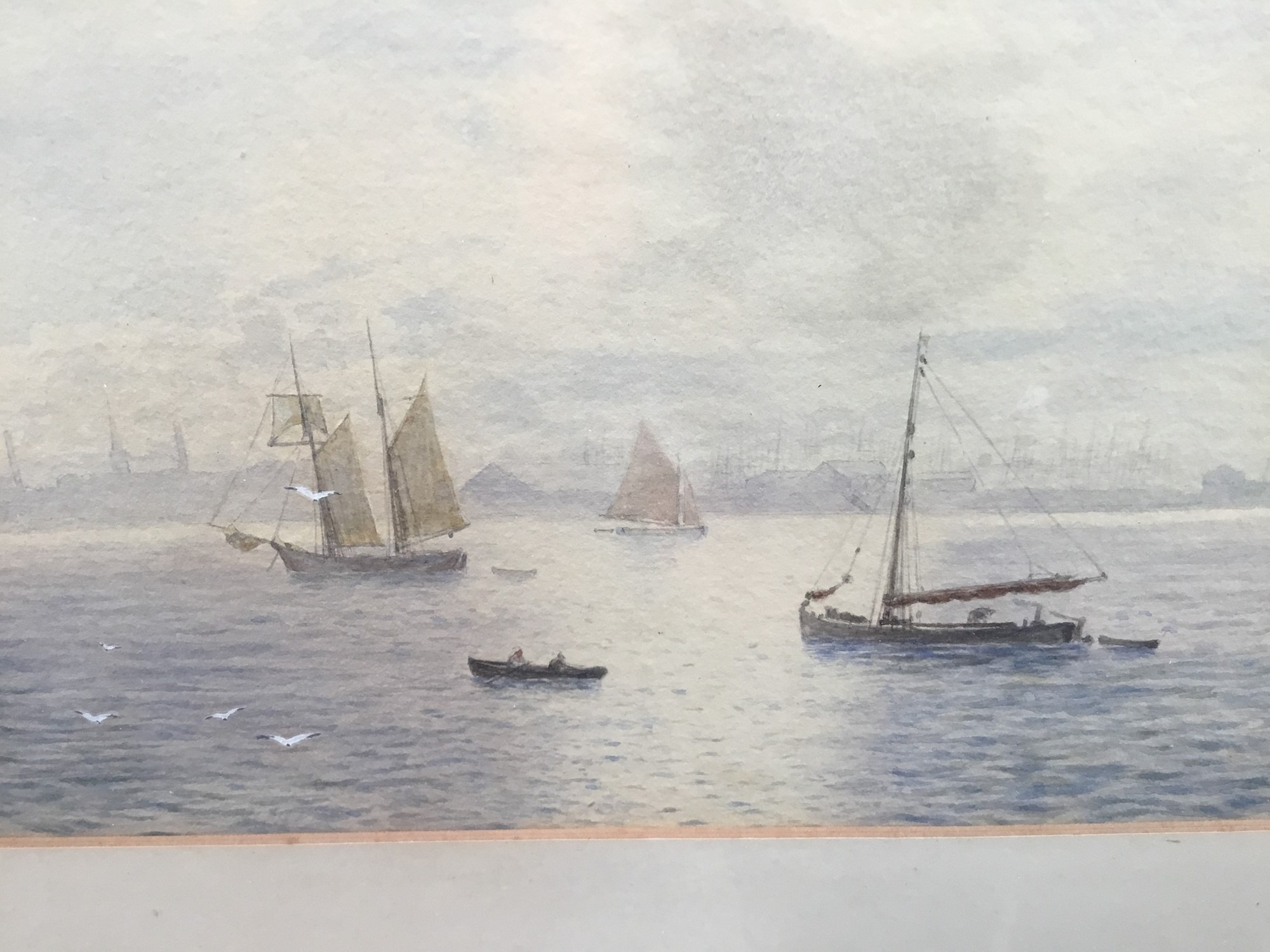 Lot 76 - Victorian watercolour - harbour scene, signed