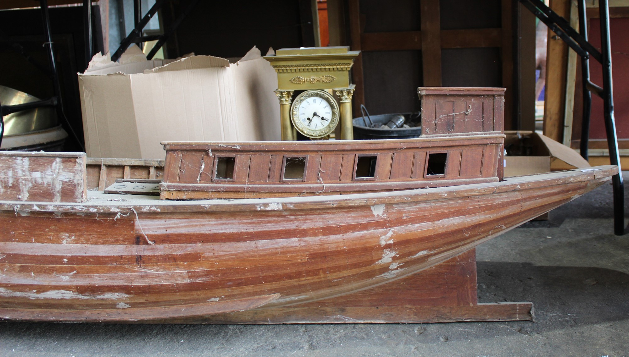 Lot 234 - Very large scratch built model boat, 195cm