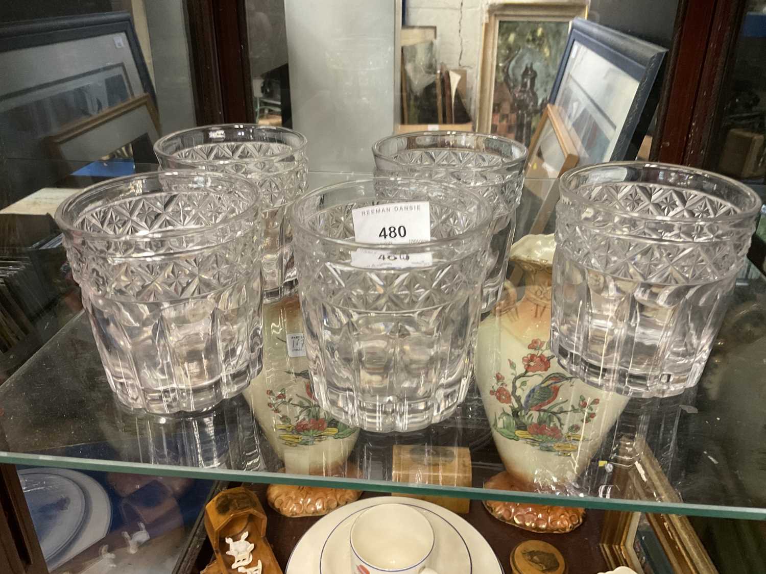 Lot 480 Five 19th Century Cut Glass Tumblers