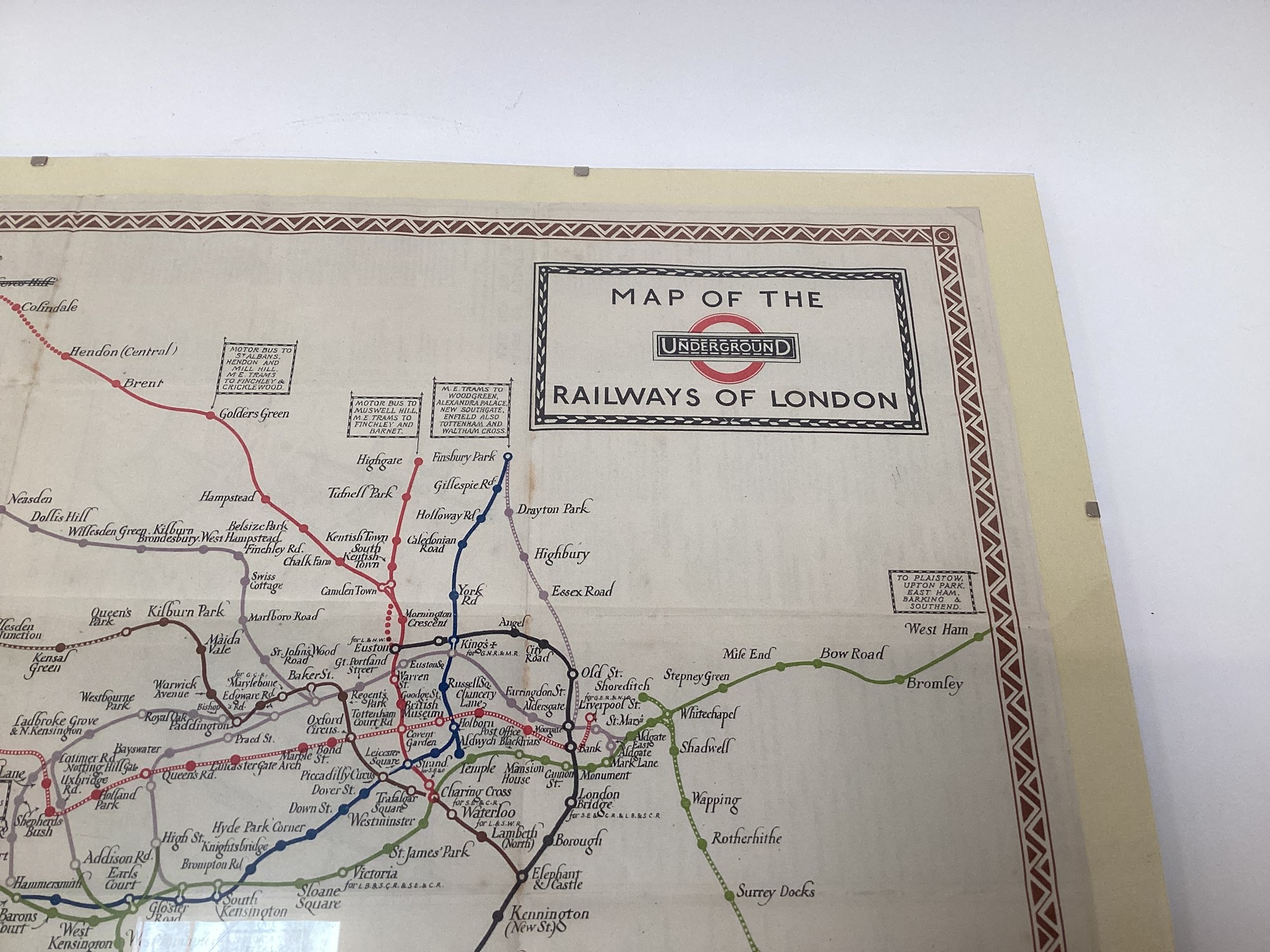 Lot 2453 - Mounted 1920s Map of the Underground