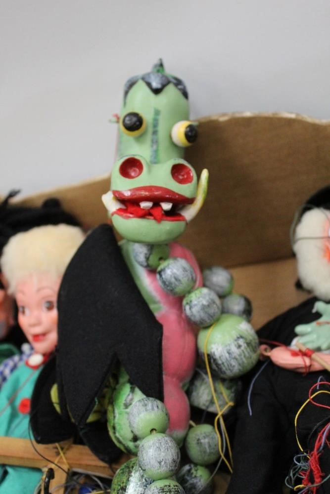 Lot 1886 - Six Pelham type puppets including Dragon,