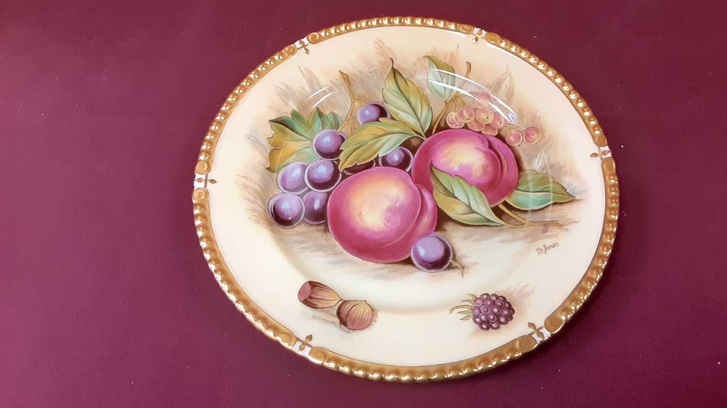 Lot 1219 - Aynsley Orchard Gold plate, signed D Jones,