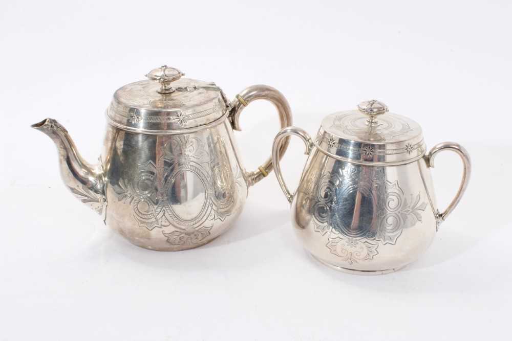 Lot 339 - Victorian silver tea pot of tapering