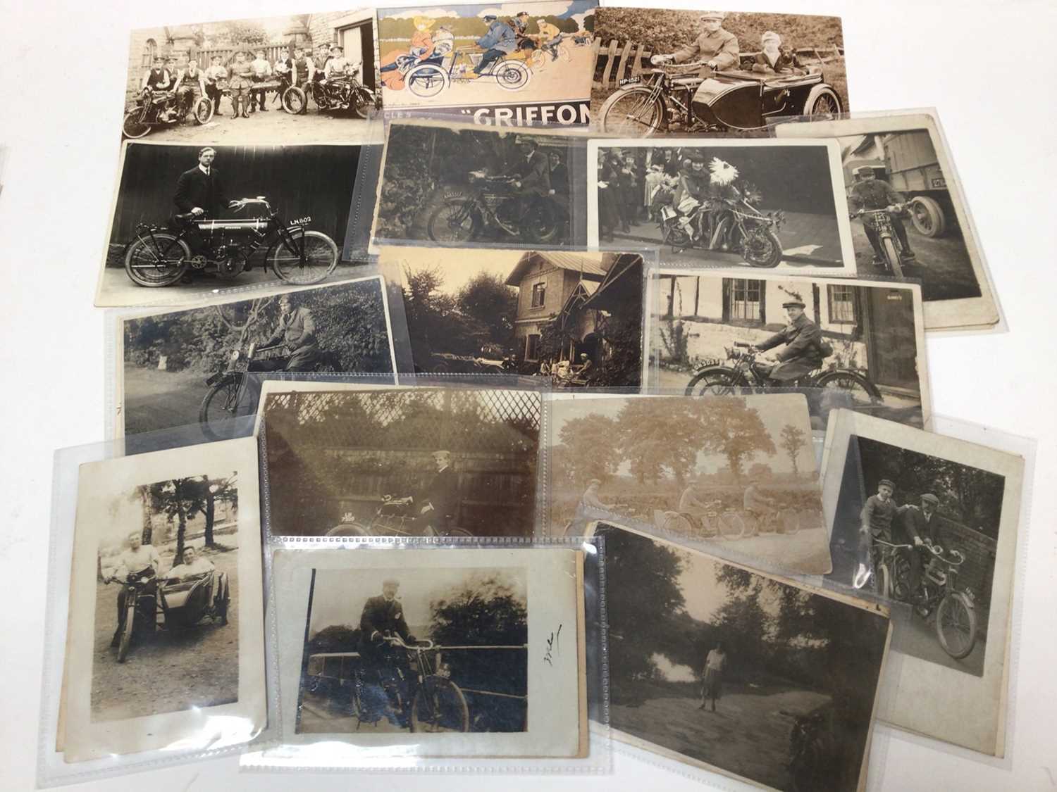 Lot 1473 - Postcards vintage motorcycles and riders,