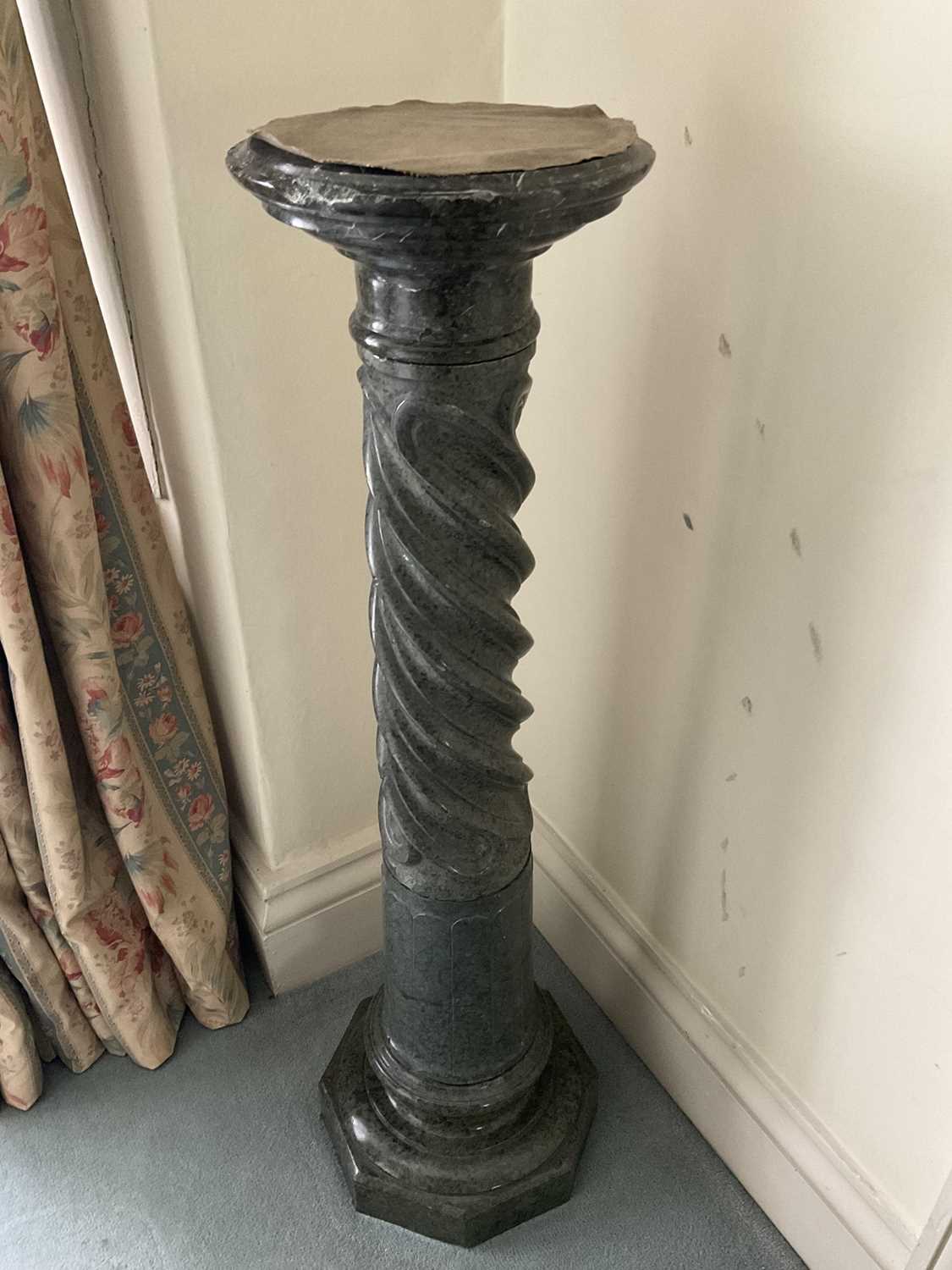 Lot 1427 - Victorian sepertine marble column, twisted