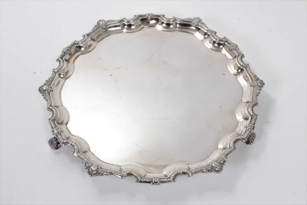 Lot 294 - 1930s silver salver of hexagonal form, with