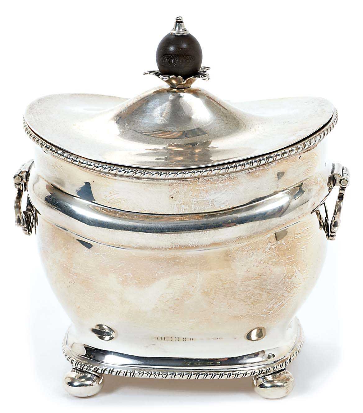Lot 304 - Edwardian silver tea caddy of bombe form,