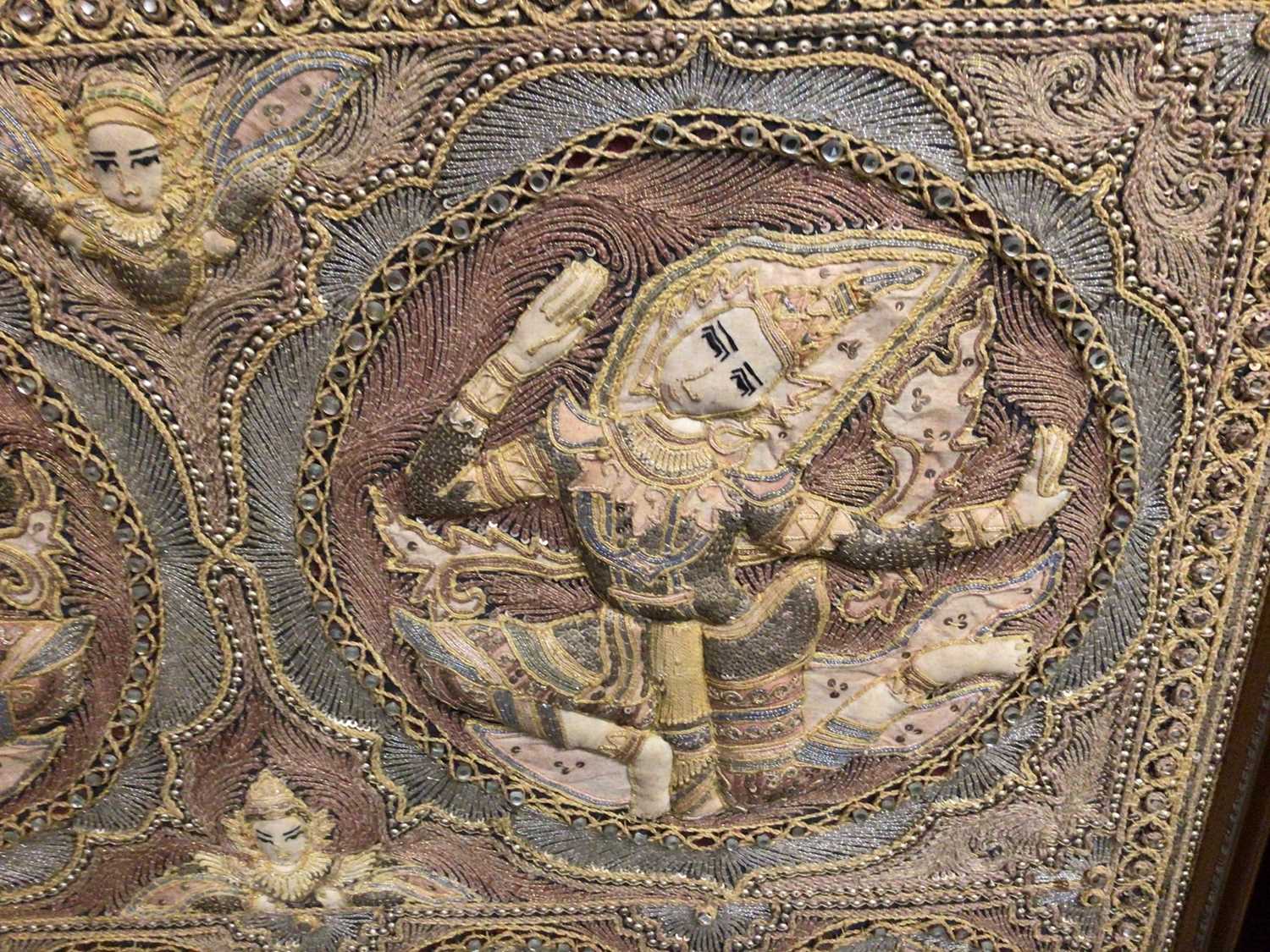 Lot 306 - Thai/ Burmese embroidery decorated with gilt