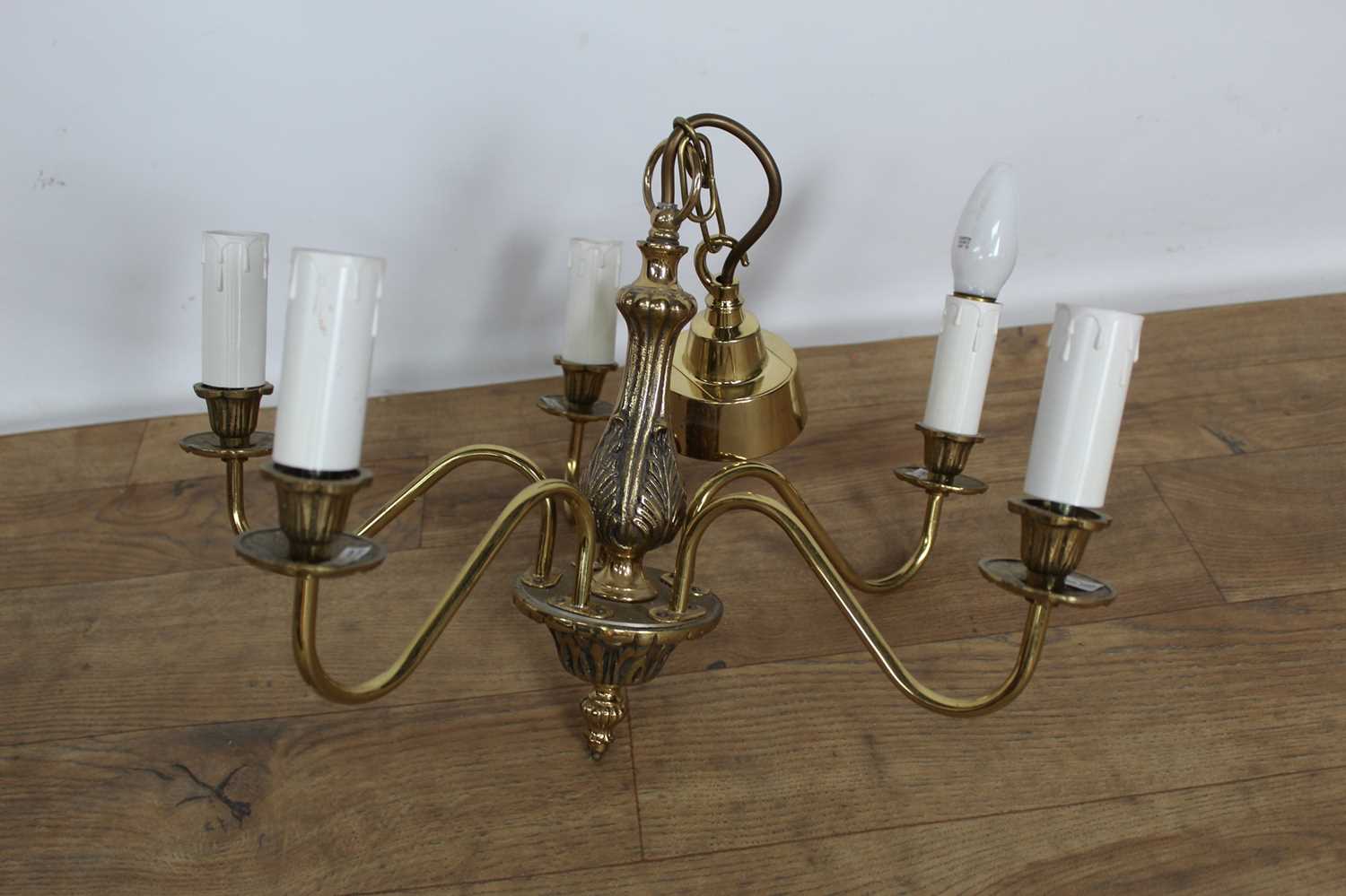 Lot 194 - Antique-style brass hanging electrolier and