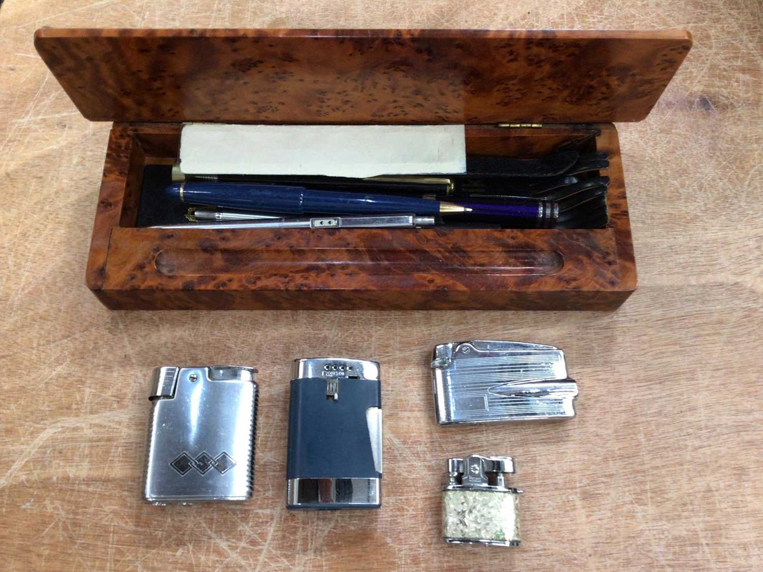 Lot 737 - Ron son lighters, desk top pen holder and