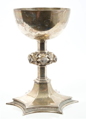 Lot 386 - George V Silverer chalice of Gothic