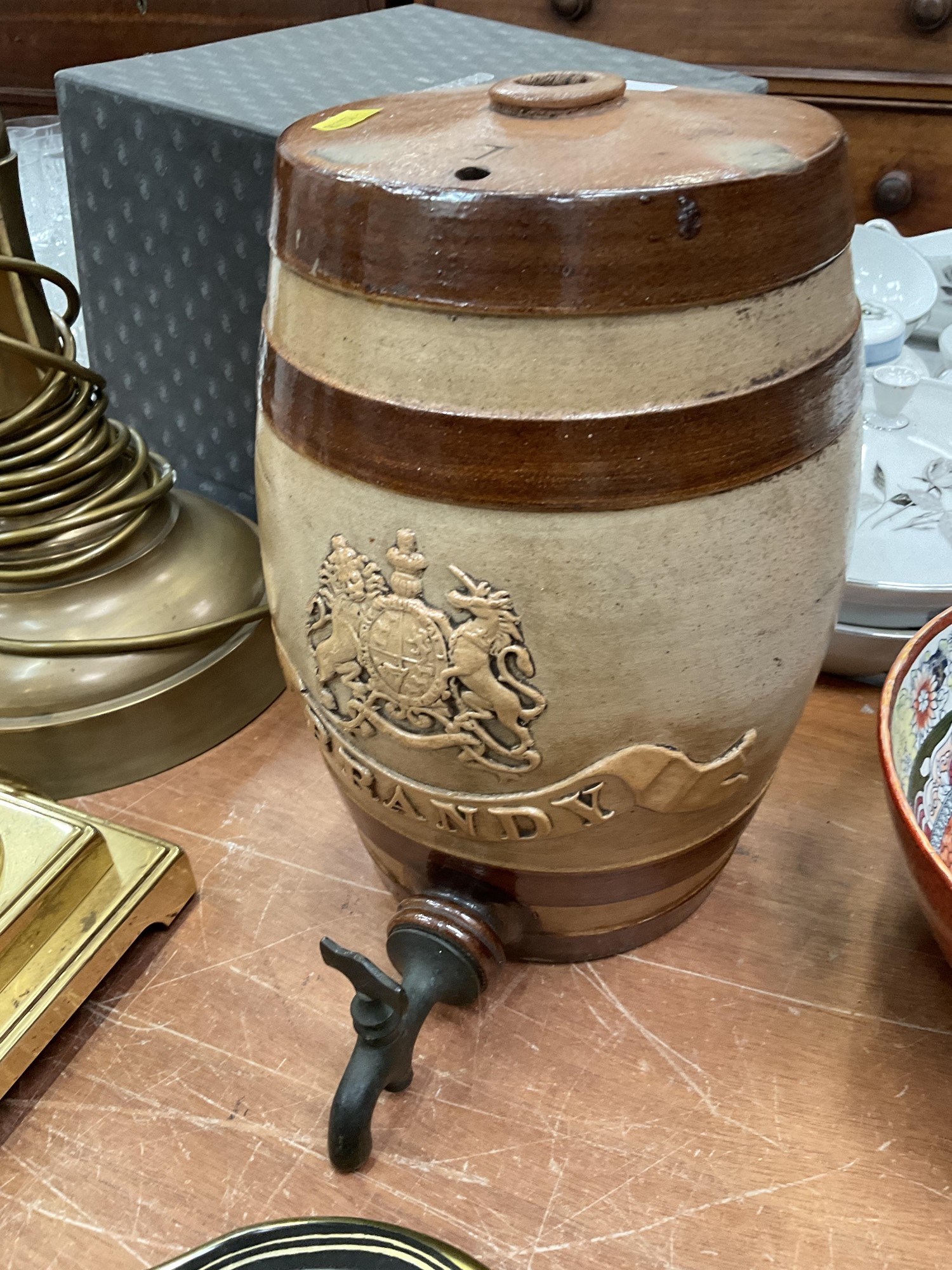 Lot 528 - Victorian stoneware brandy barrel together