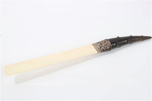 Lot 425 - Victorian Silverer mounted ivory