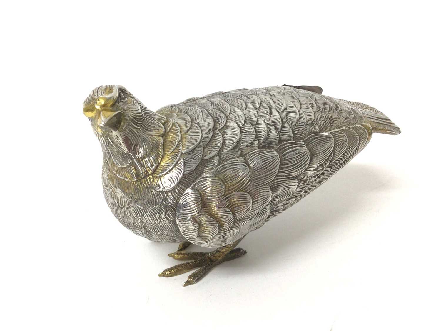 Lot 960 - White metal model of a Partridge, some
