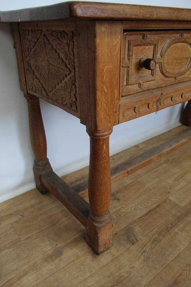 Lot 60 - Solid oak sideboard with two drawers on