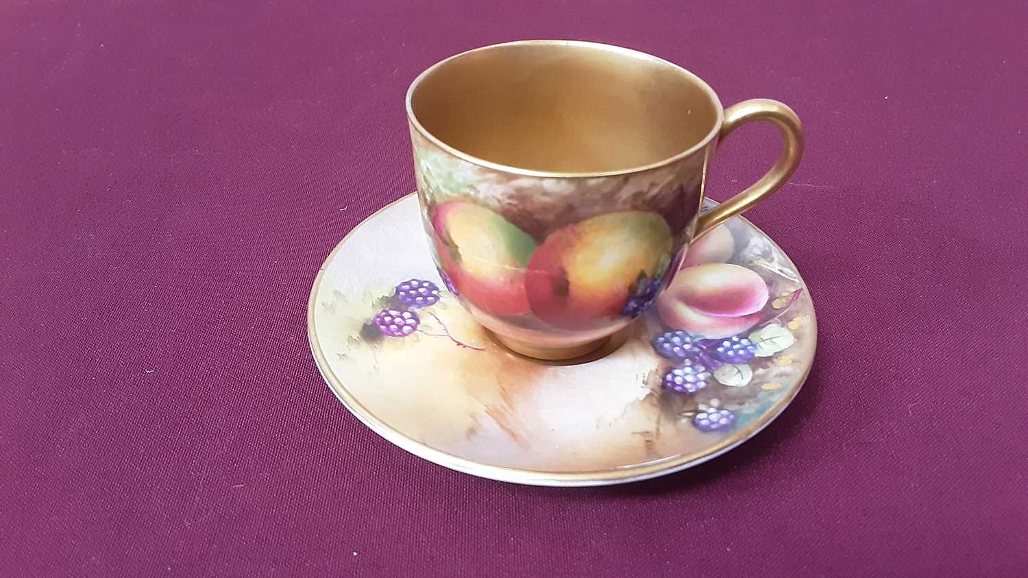 Lot 1132 - Royal Worcester cabinet cup and saucer with
