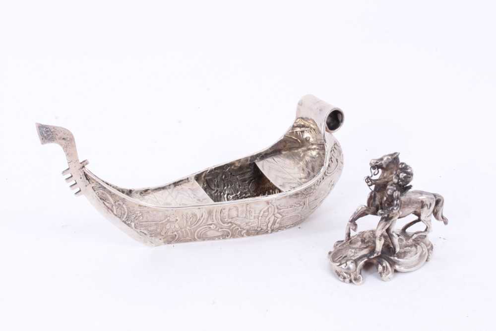 Lot 771 - Dutch silver toy model of a gondola,