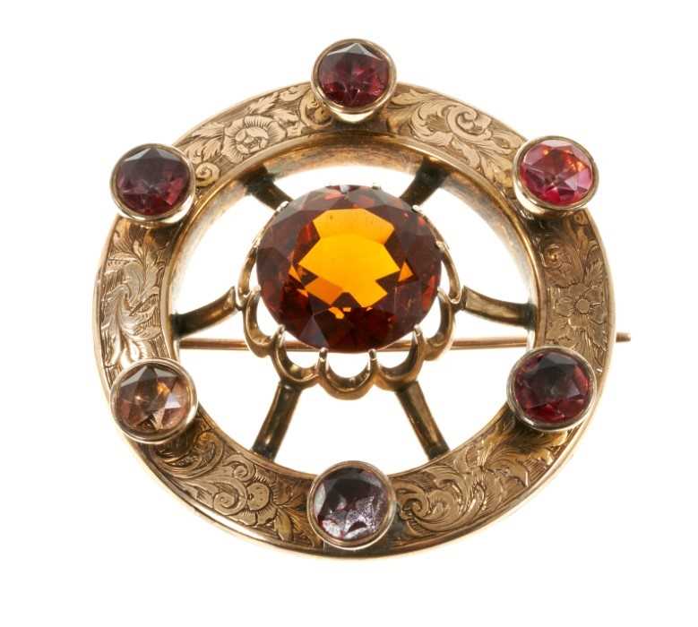 Lot 439 - Victorian Scottish gold and gem-set brooch