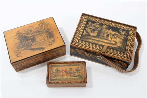 Lot 609 - Regency pen-work sewing box of rectangular