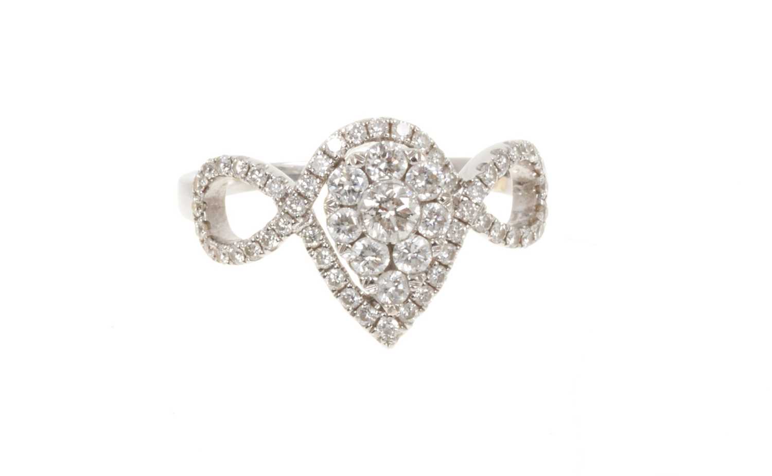 Lot 742 - Diamond cluster ring with a pear shape