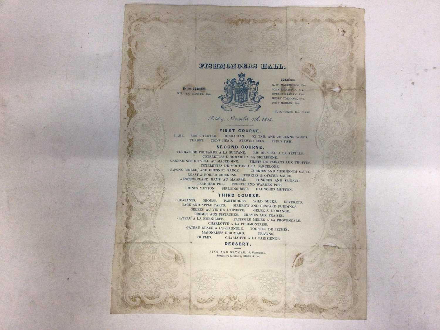 Lot 1400 - Group of ephemera including menus,