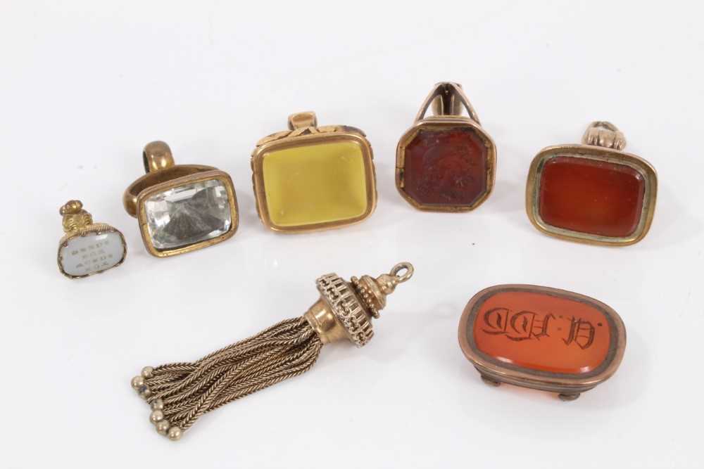 Lot 774 - Group of six antique seal fobs and a tassel