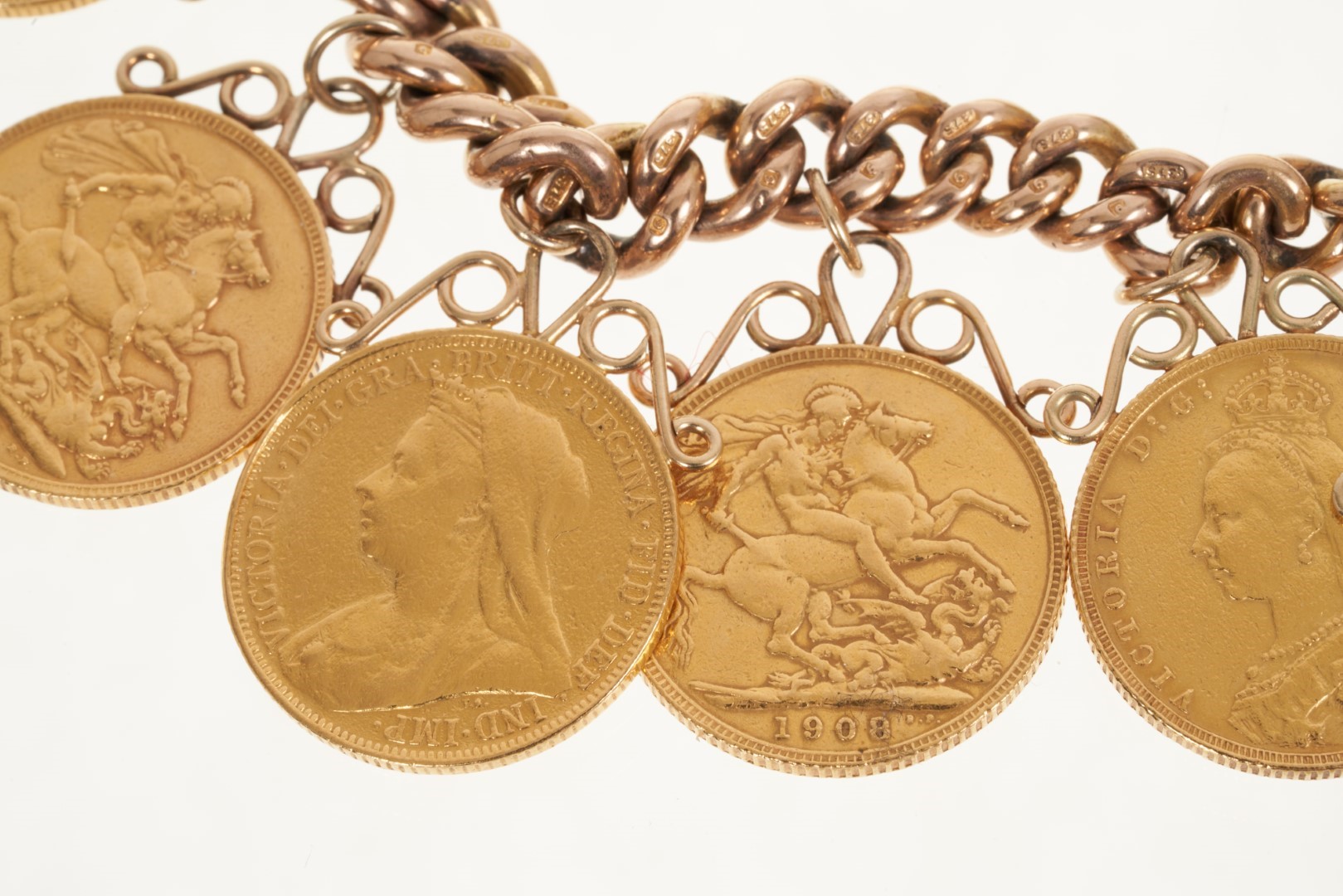 Lot 803 - Gold sovereign bracelet with 12 gold full