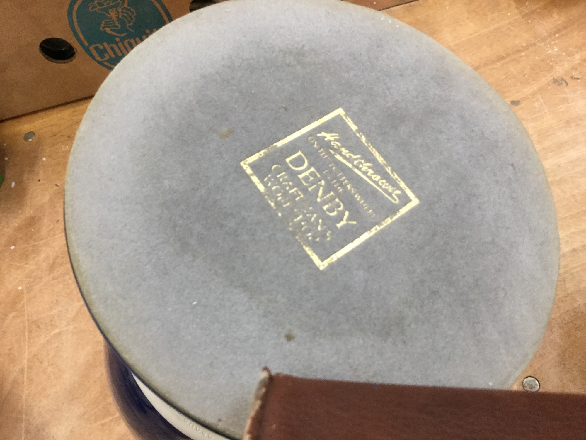 Lot 480 - Denby pottery blue glazed table lamp, 40cm