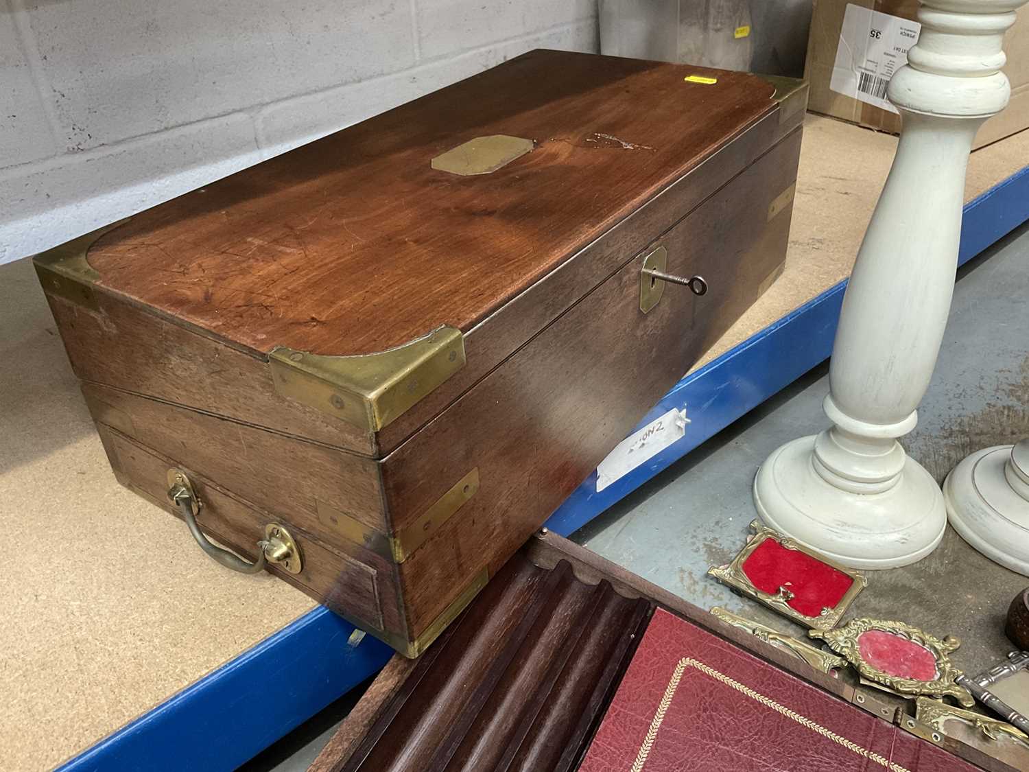 Lot 241 - Georgian mahogany and brass mounted writing