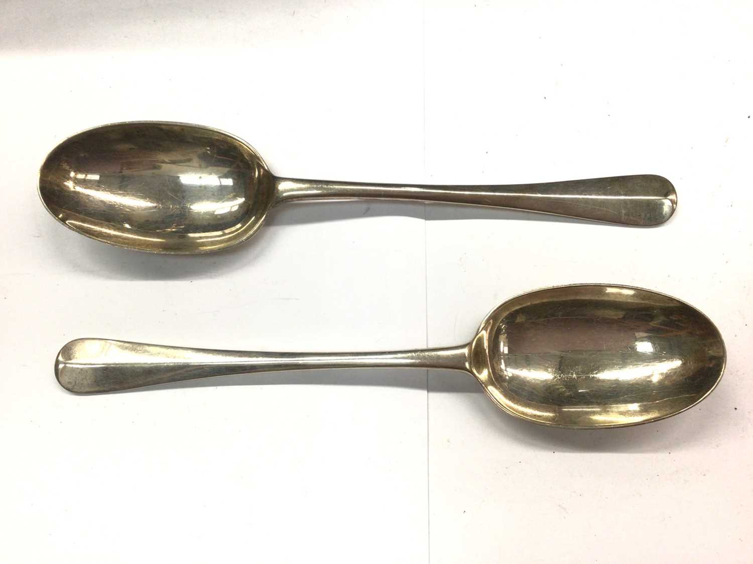 Lot 1085 - Pair silver Hannovarian rat tail pattern