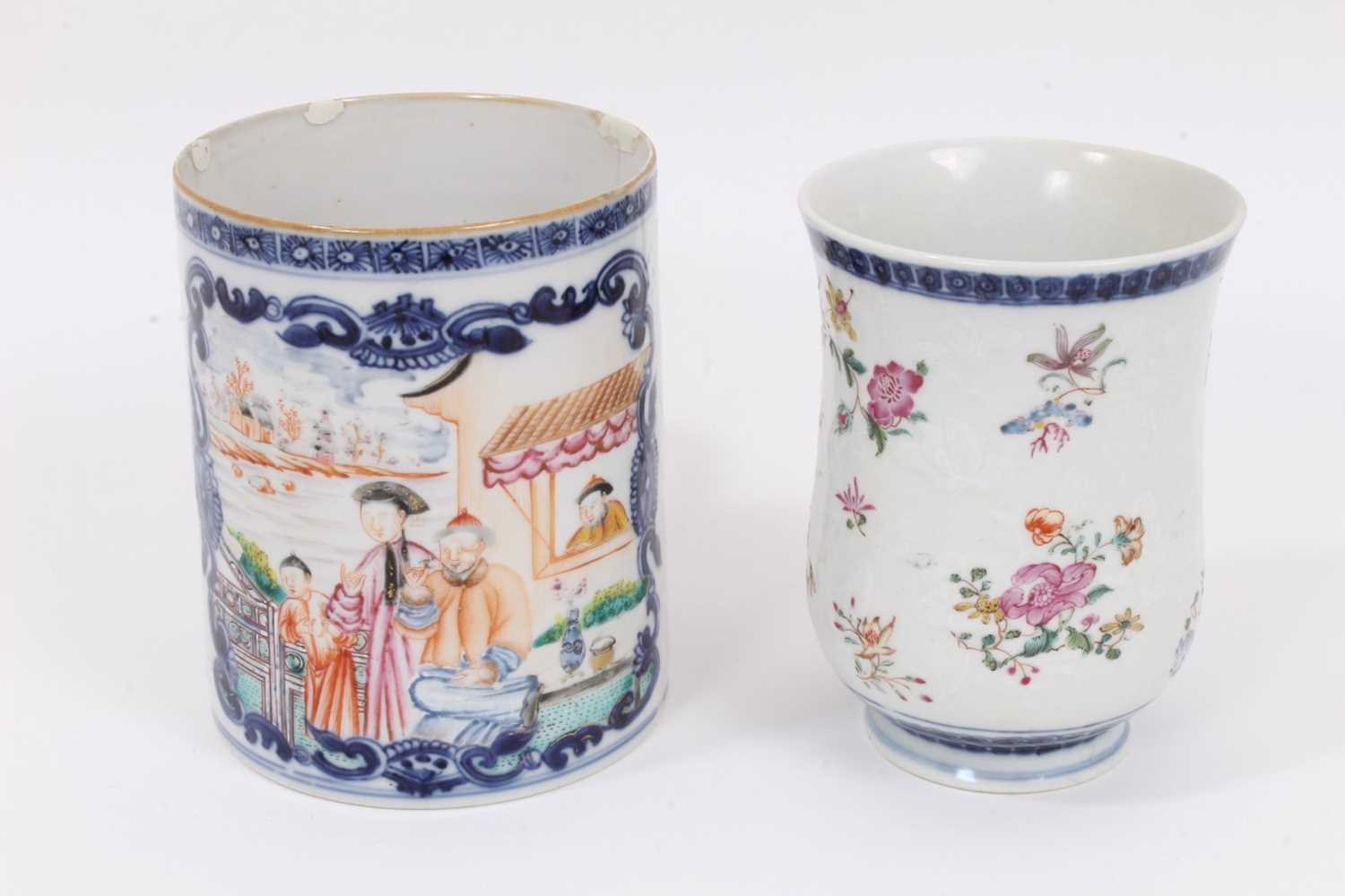 Lot 254 - Chinese Export cylindrical mug, and a bell