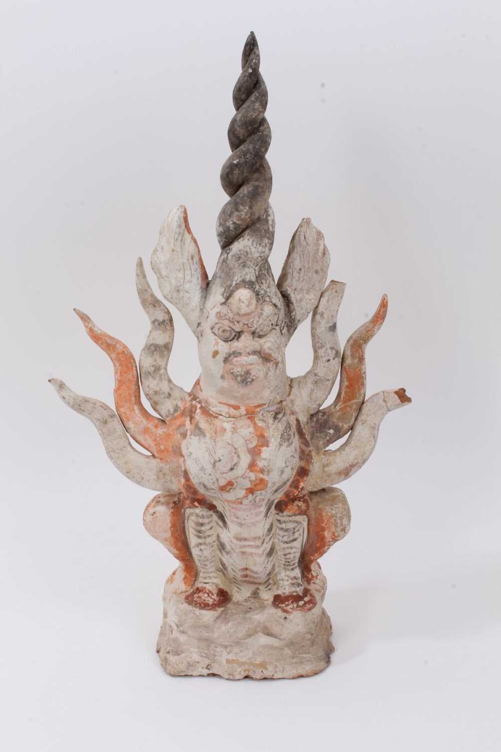 Lot 288 - A Chinese painted pottery tomb guardian
