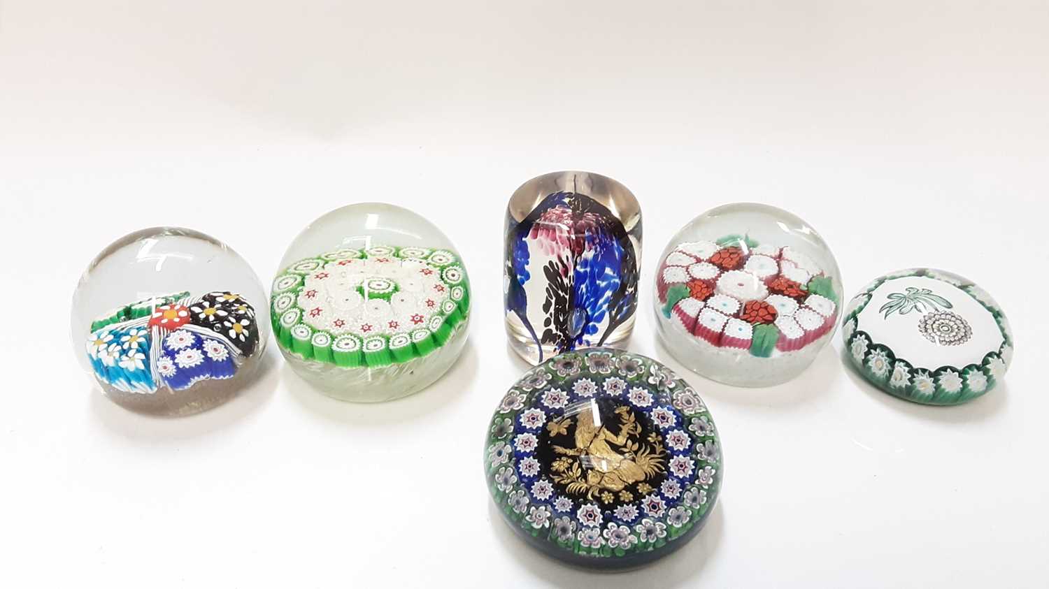 Lot 1308 - Six Murano art glass paperweights
