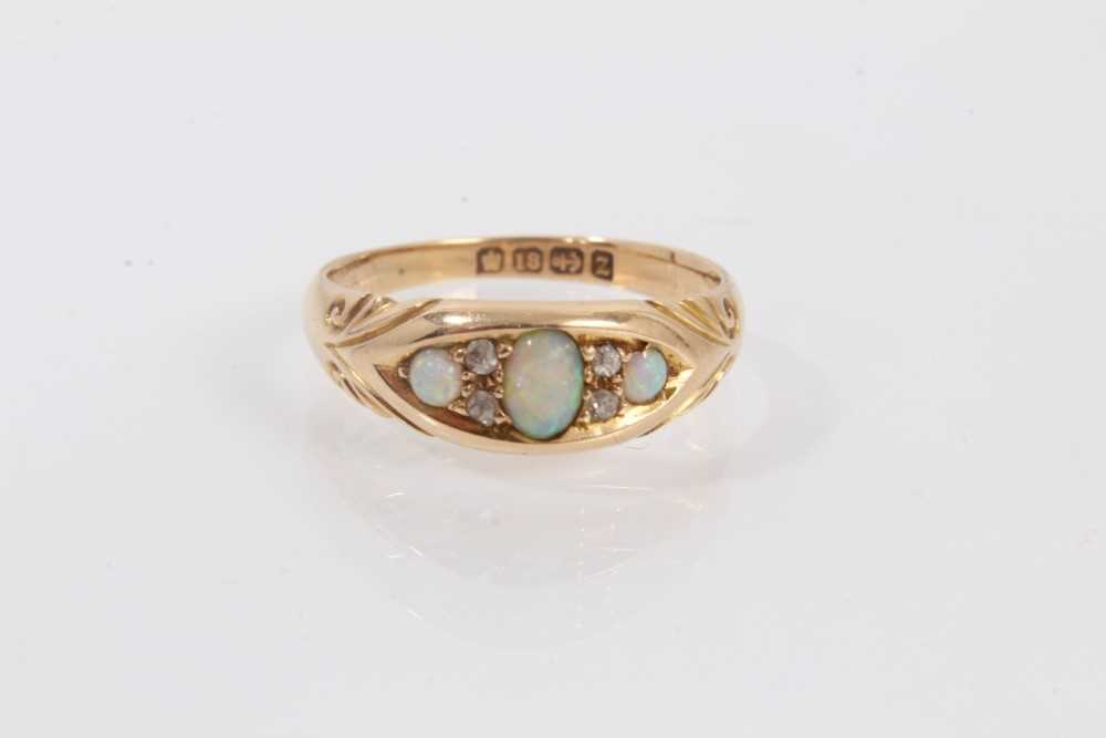 Lot 485 - Late Victorian 18ct gold opal and diamond